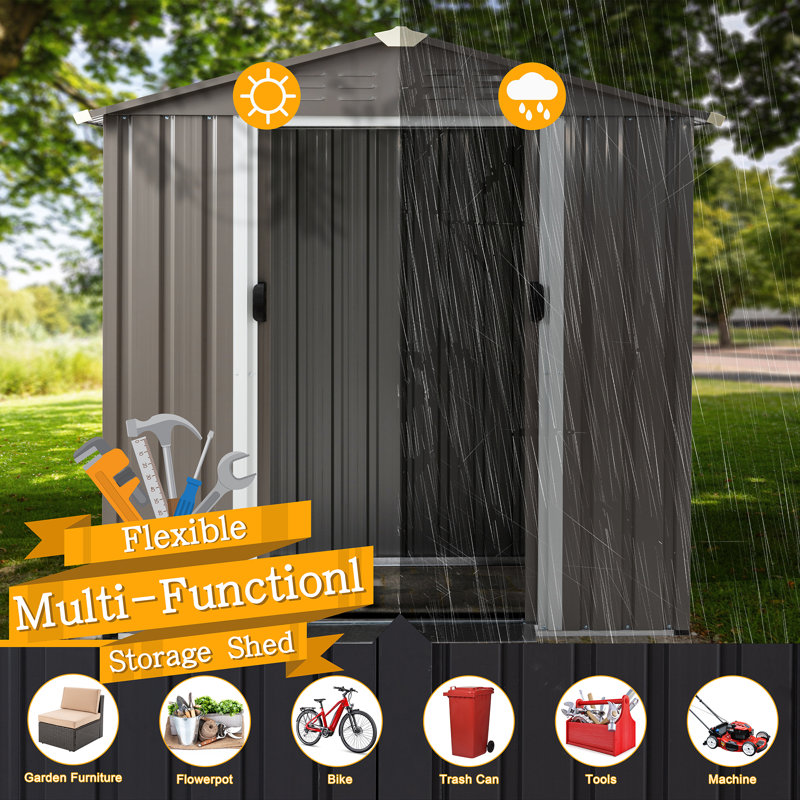 walsunny 6 ft. W x 4 ft. D Metal Storage Shed | Wayfair walsunny 6 ft. W x 4 ft. D Metal Storage Shed | Wayfair